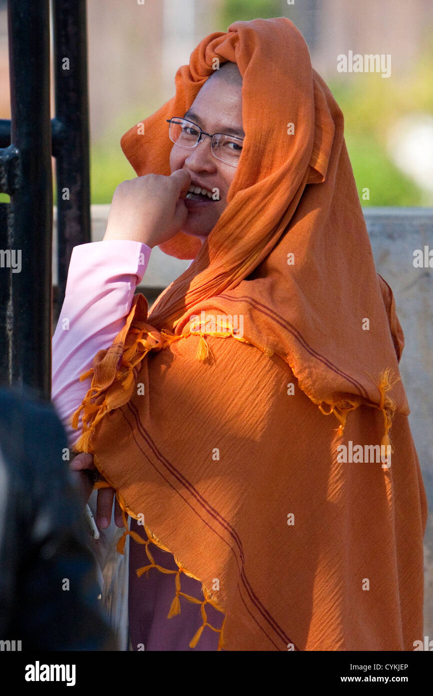 Myanmar, Burma. Young Buddhist Nun, Inle Lake, Shan State Stock Photo ...