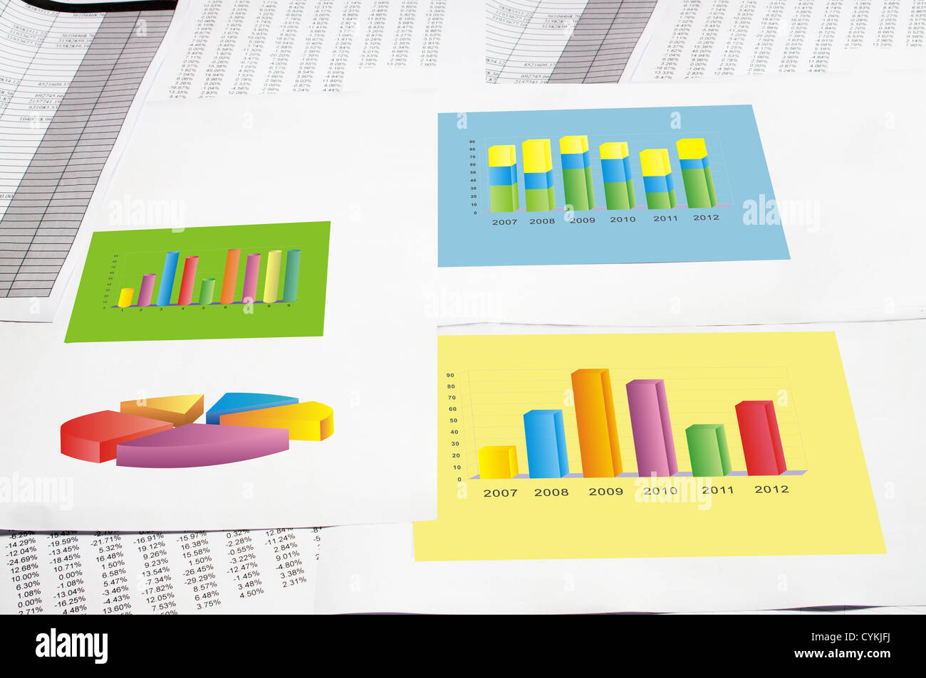 Financial paper charts and graphs on the table Stock Photo - Alamy