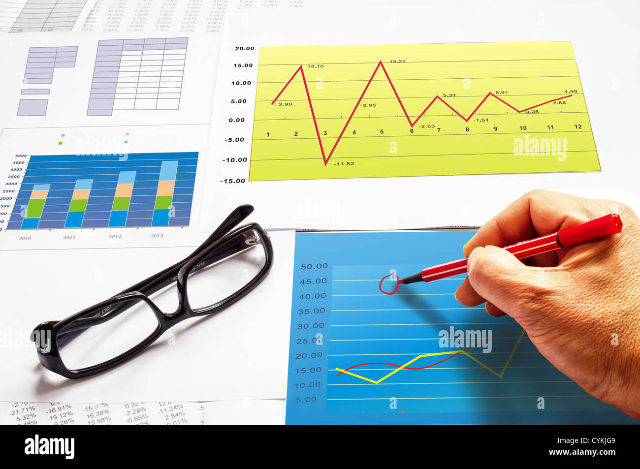 Close-up business Financial Chart Graph Stock Photo - Alamy
