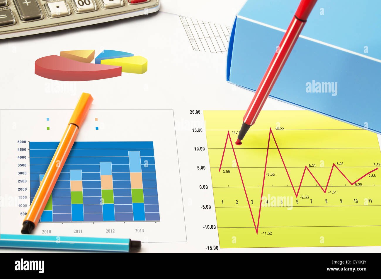Business still-life with diagrams, charts and numbers Stock Photo - Alamy