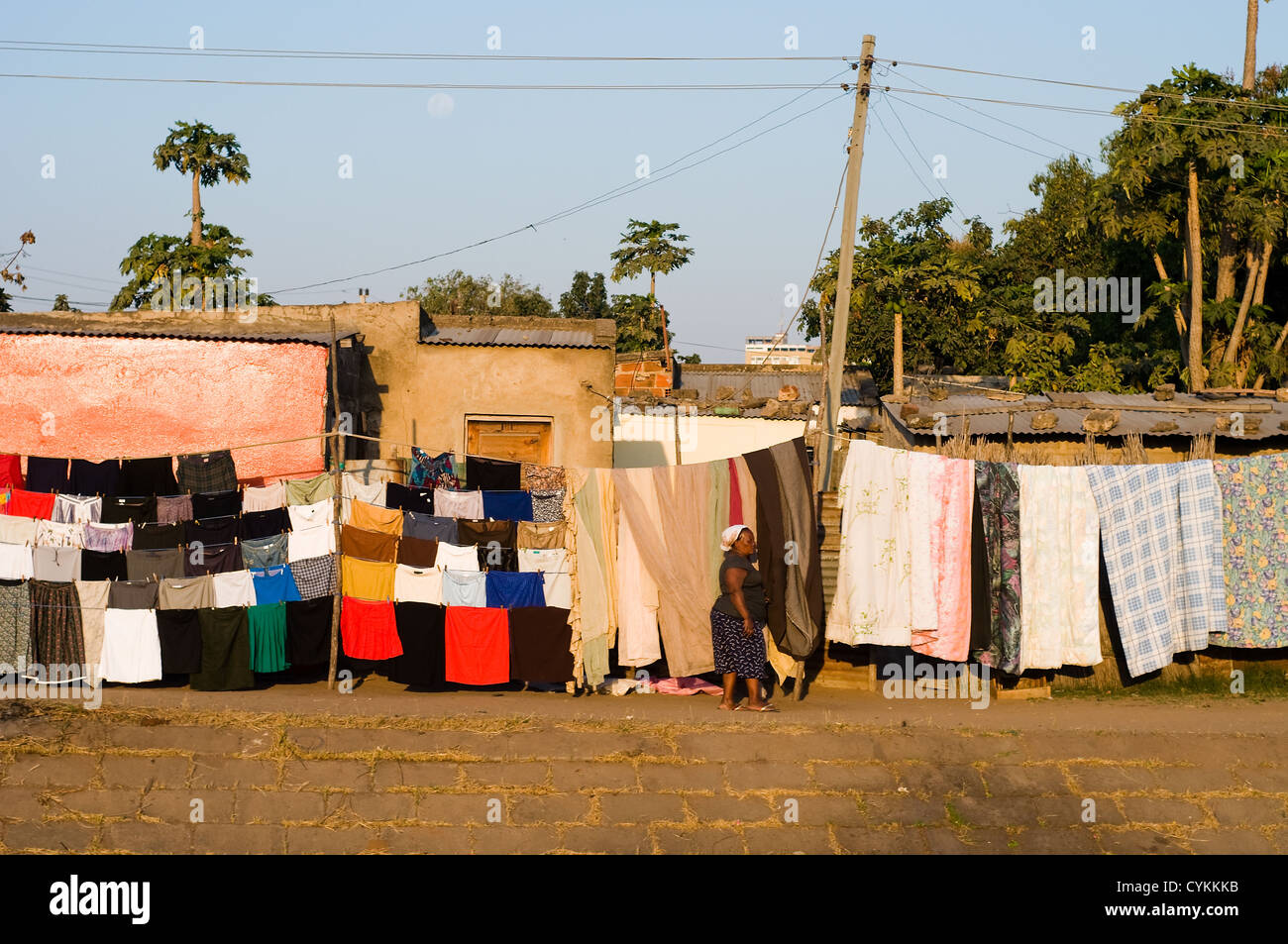 street scene with laundry, maputo, mozambique Stock Photo - Alamy