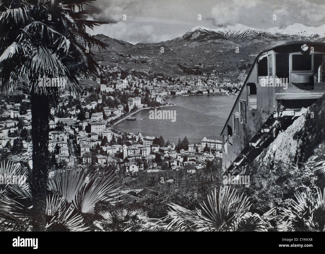 A view of Lugano in an old postcard Stock Photo - Alamy