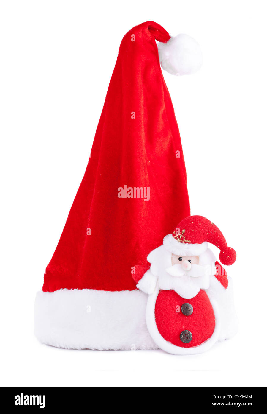 Traditional santa claus hat closeup on white background Stock Photo - Alamy