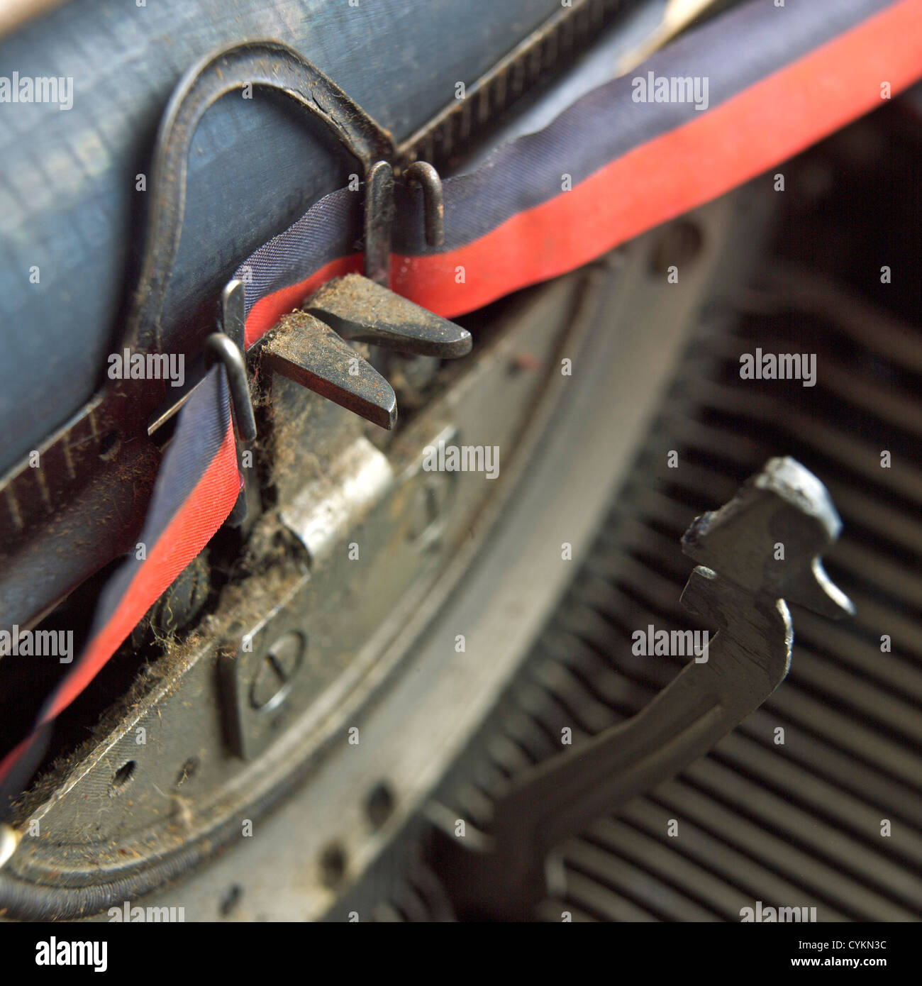 Vintage typewriter with red and blue ink ribbon highlighting its ...