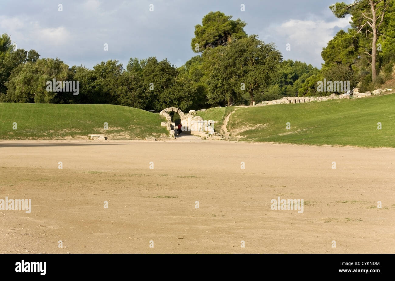 Ancient classic Greek Olympic stadium at Olympia in Greece Stock Photo ...