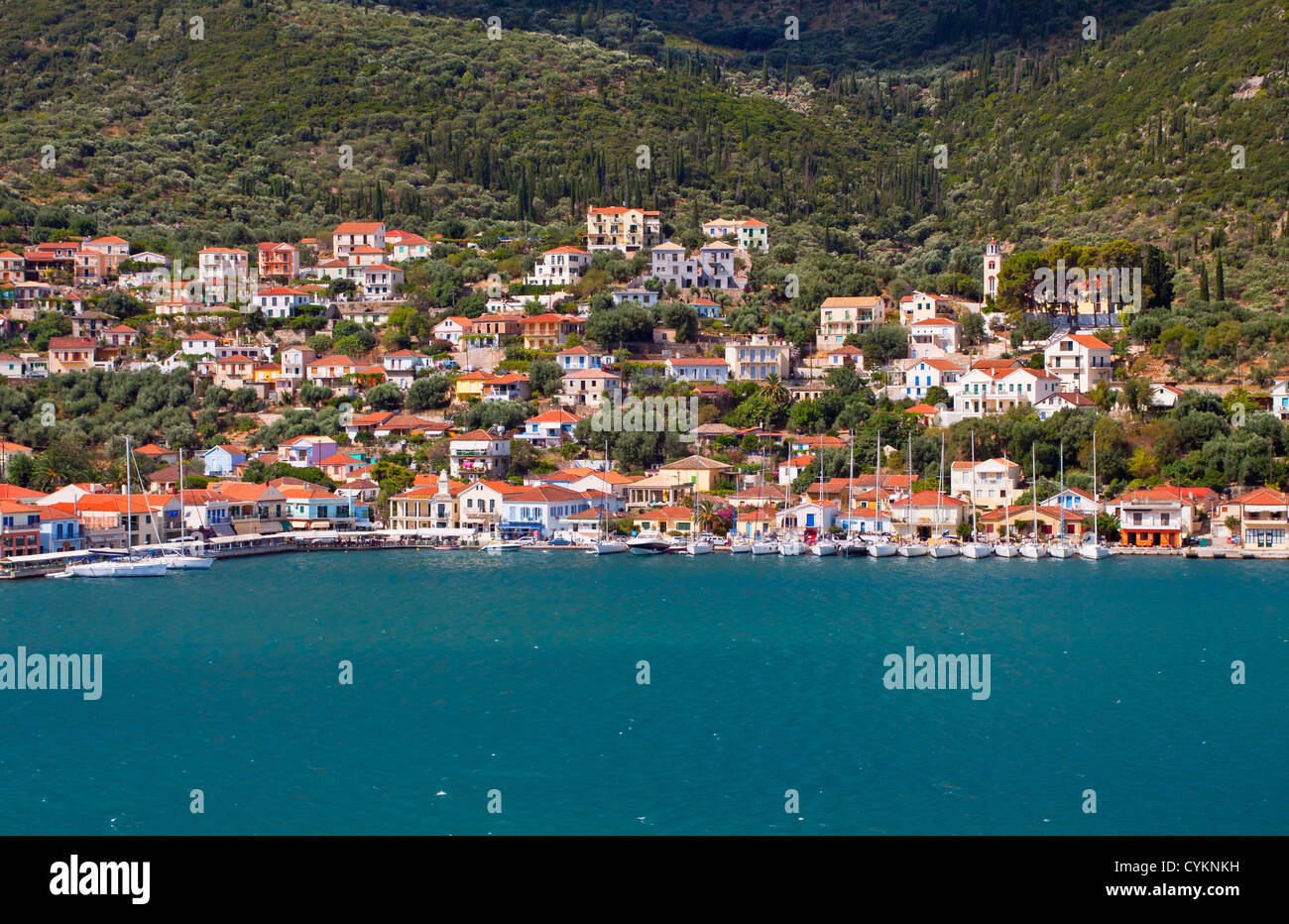 Vathi bay at Ithaki island in Greece Stock Photo - Alamy