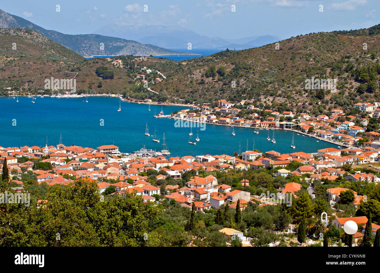 Vathi bay at Ithaki island in Greece Stock Photo - Alamy