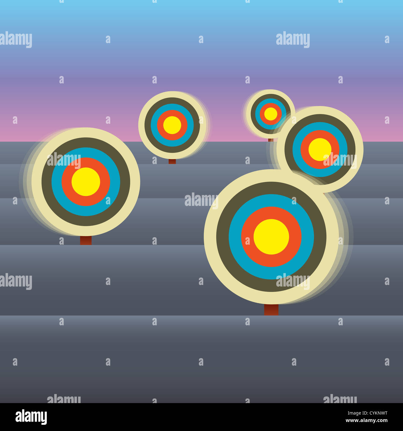 Vector illustration of several target marks moving making them harder ...