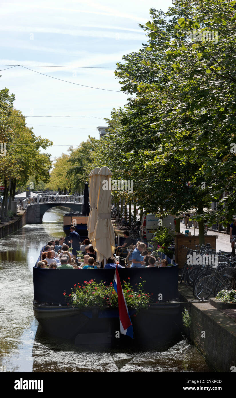 Dutch terrace boat on the old Delft (de Oude Delft) Delft's oldest ...