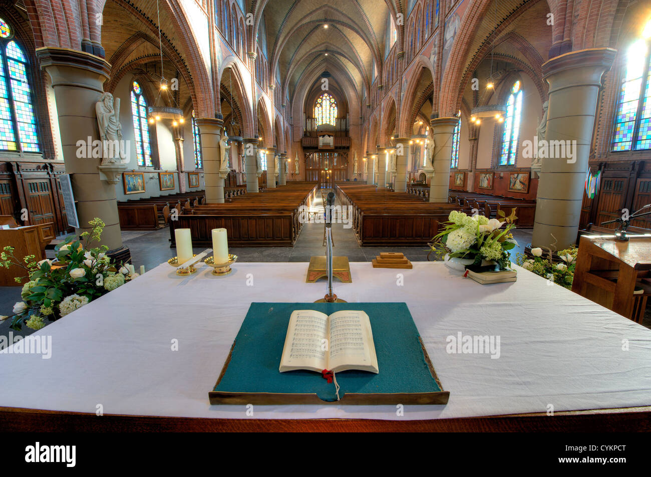 HDR picture of an interior of a catholic church in The Netherlands ...