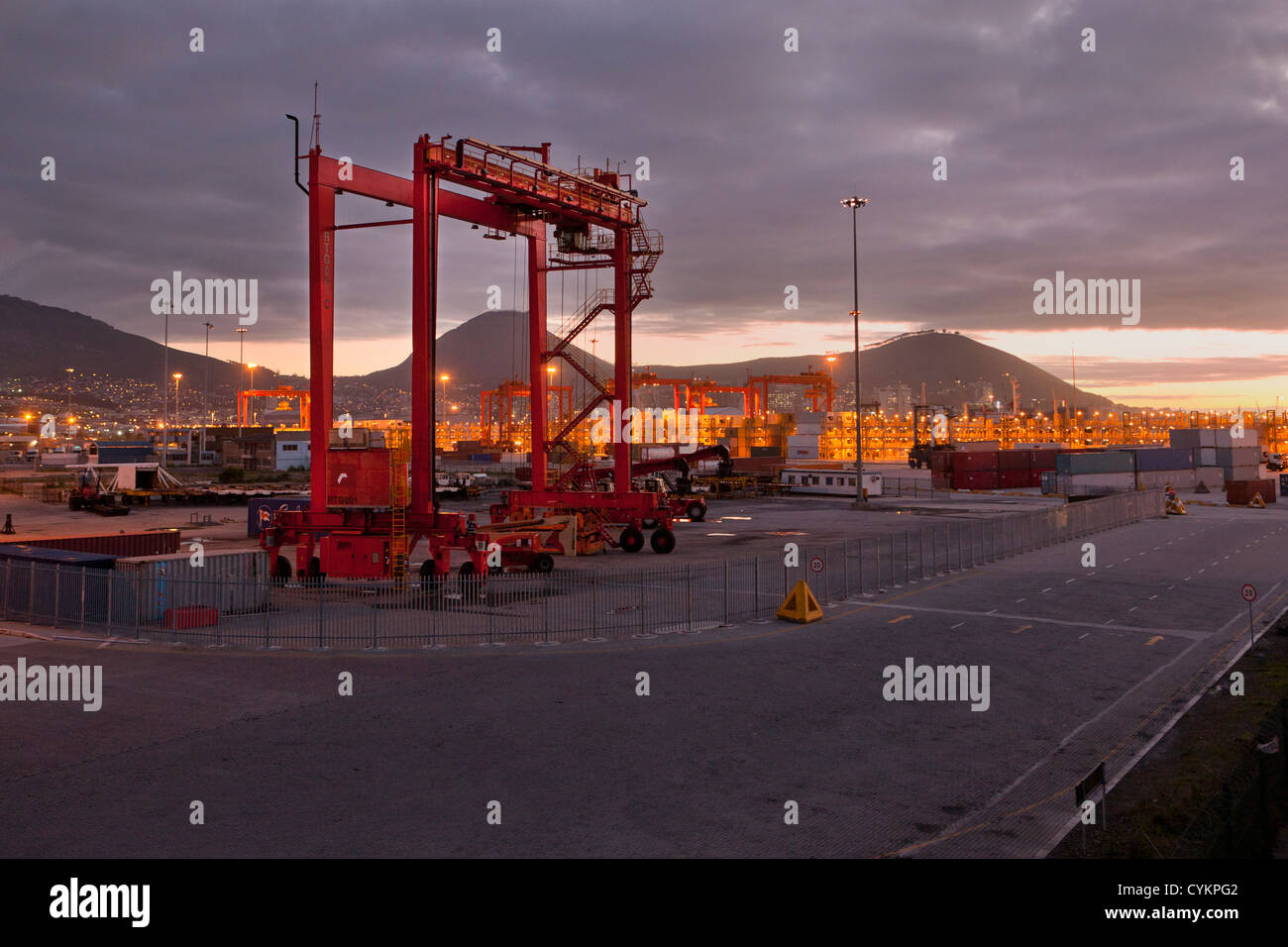 Cranes and containers in shipyard Stock Photo - Alamy