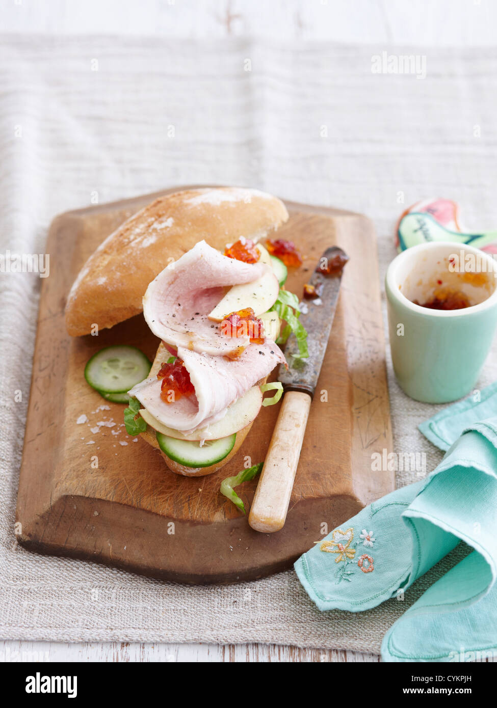Sandwich with relish ham and cucumber Stock Photo - Alamy