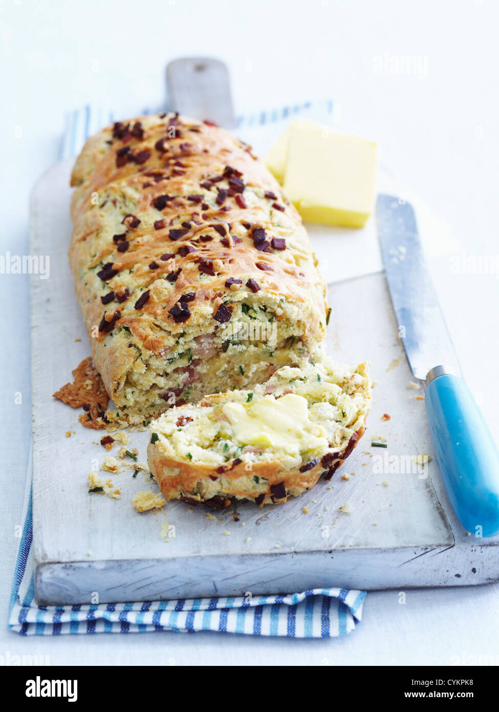 Bacon and cheese baked in loaf Stock Photo - Alamy
