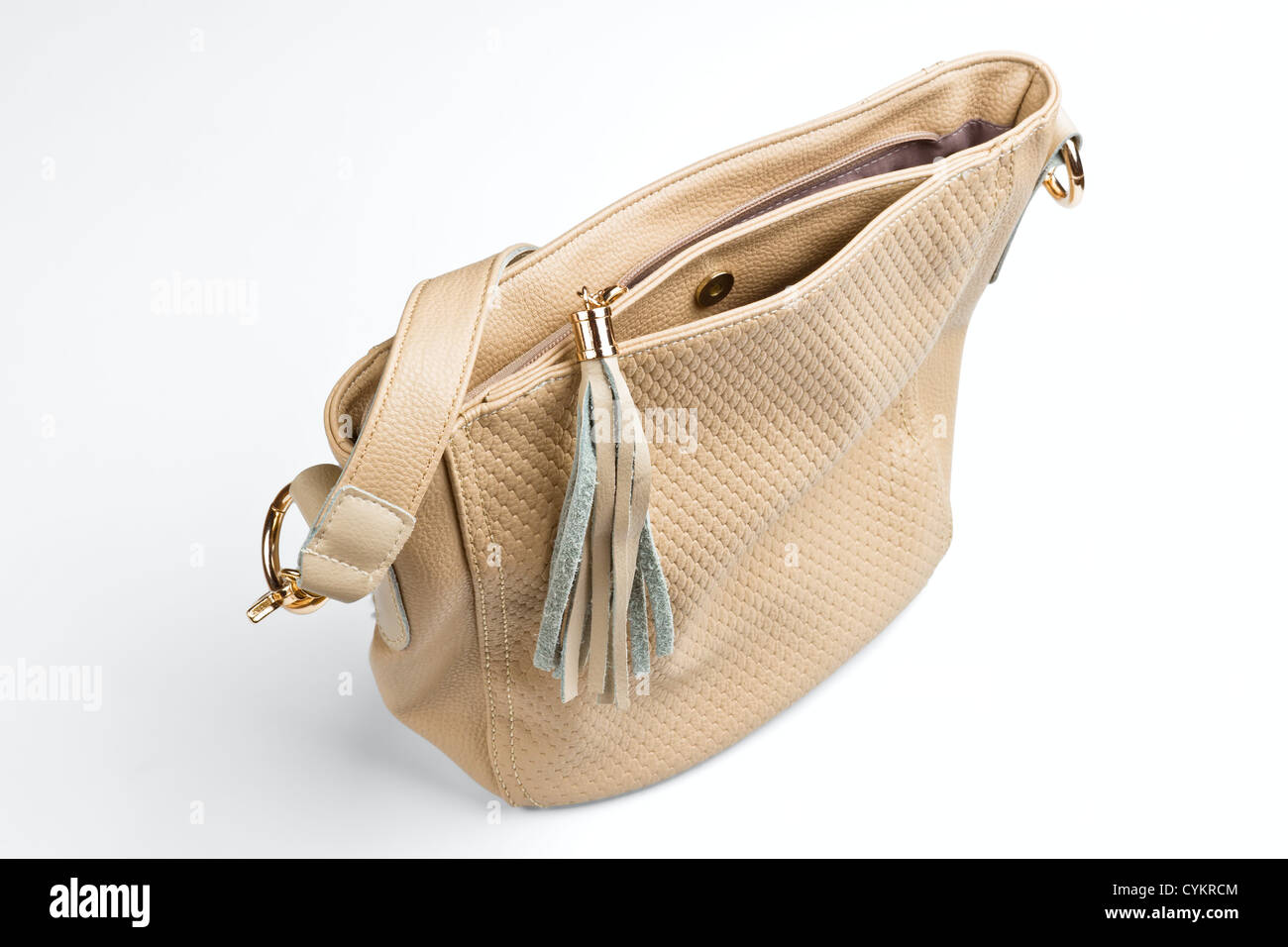 women beige handbag from leather isolated on a white background Stock ...