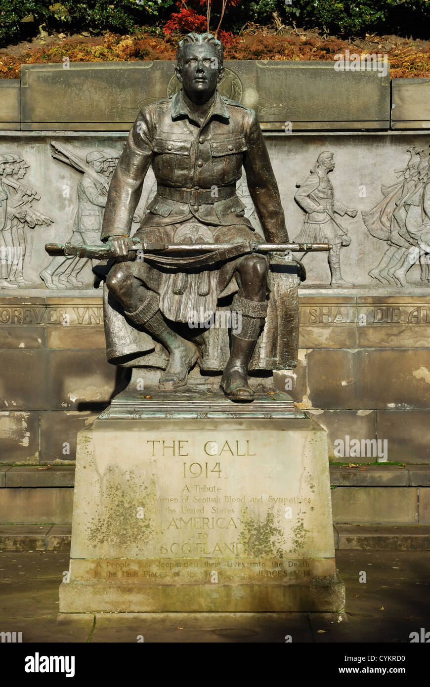 'The Call, 1914', war memorial in Princes Street Gardens, Edinburgh, by ...