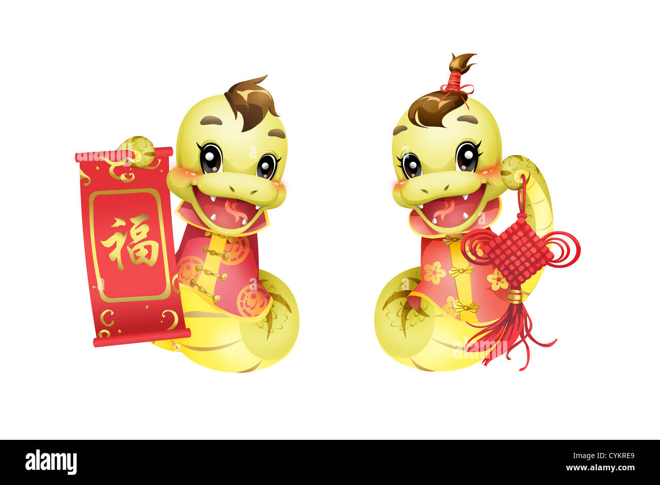 Cartoon snake and new year decoration for Chinese year of snake Stock ...