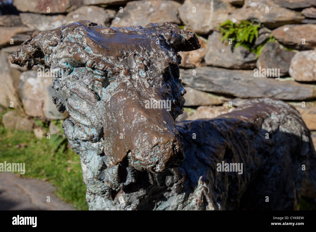 A bronze statue of Gelert at Beddgelert, Snowdonia National Park ...