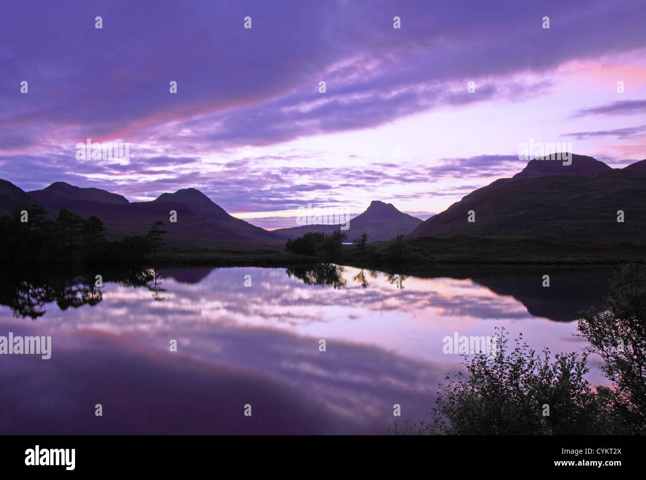 UK Scotland Wester Ross-shire Highland Evening light and Mountain of ...