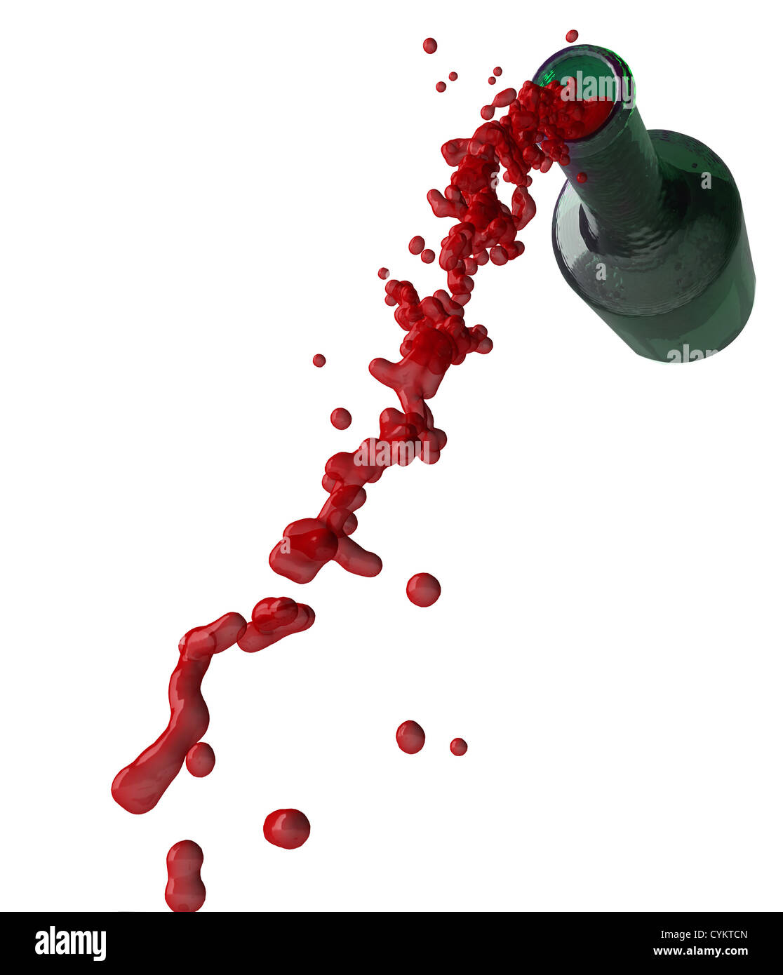 Bottle and flowing wine (3D rendering Stock Photo - Alamy