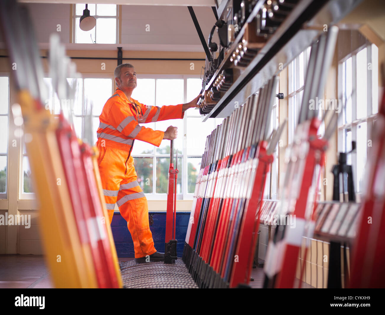 Pulling lever track hi-res stock photography and images - Alamy