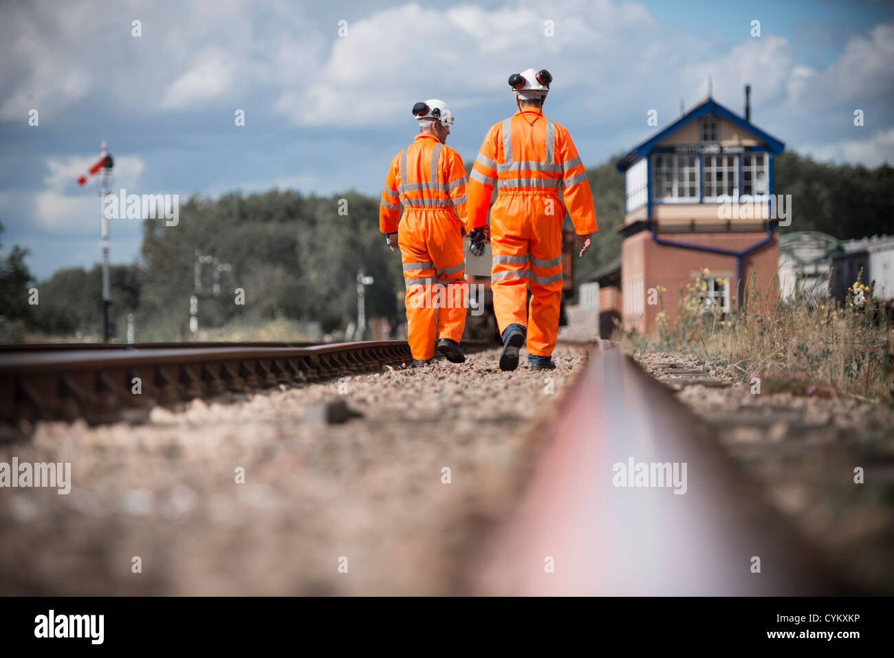 Man walking on railway track hi-res stock photography and images - Alamy