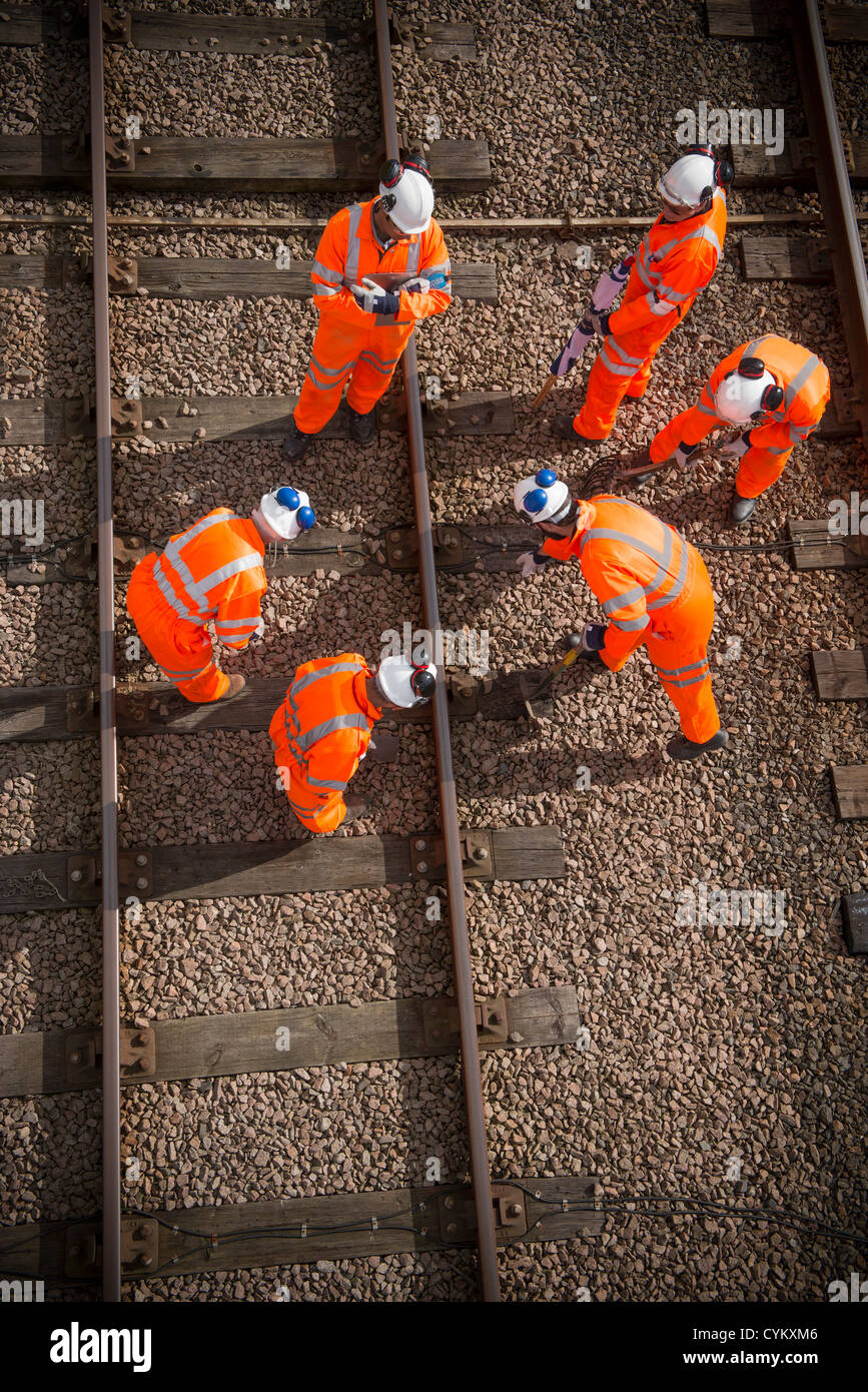 Railway workers repairing track hi-res stock photography and images - Alamy