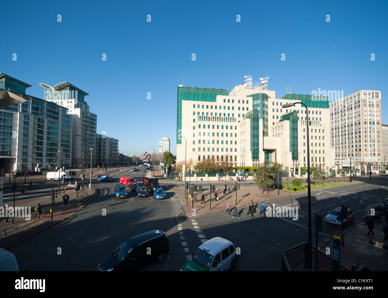 Vauxhall Cross road junction in central London with the iconic MI6 ...