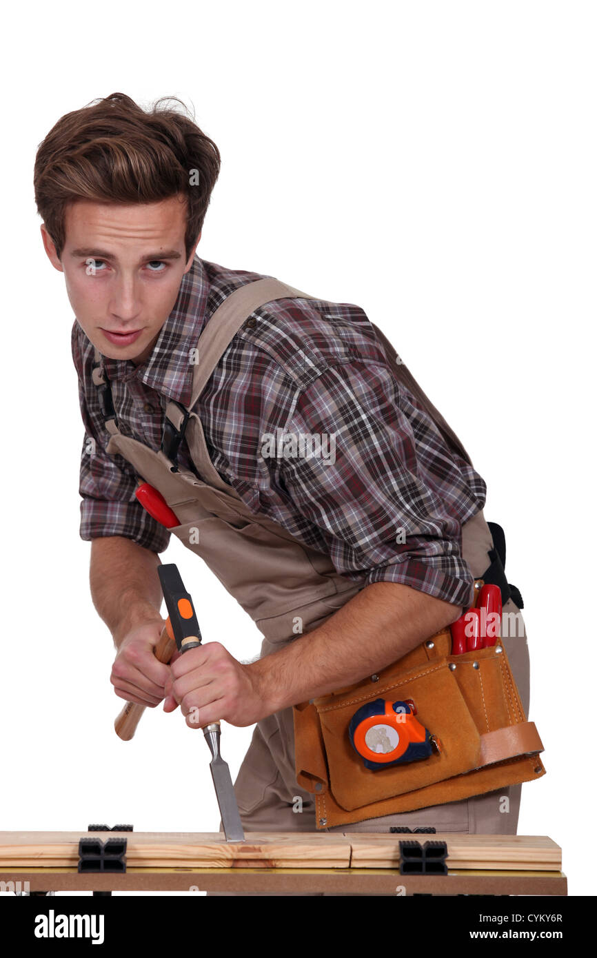 Man chiselling hi-res stock photography and images - Alamy