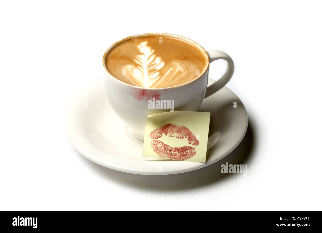 cup of barista coffee with kiss note Stock Photo - Alamy