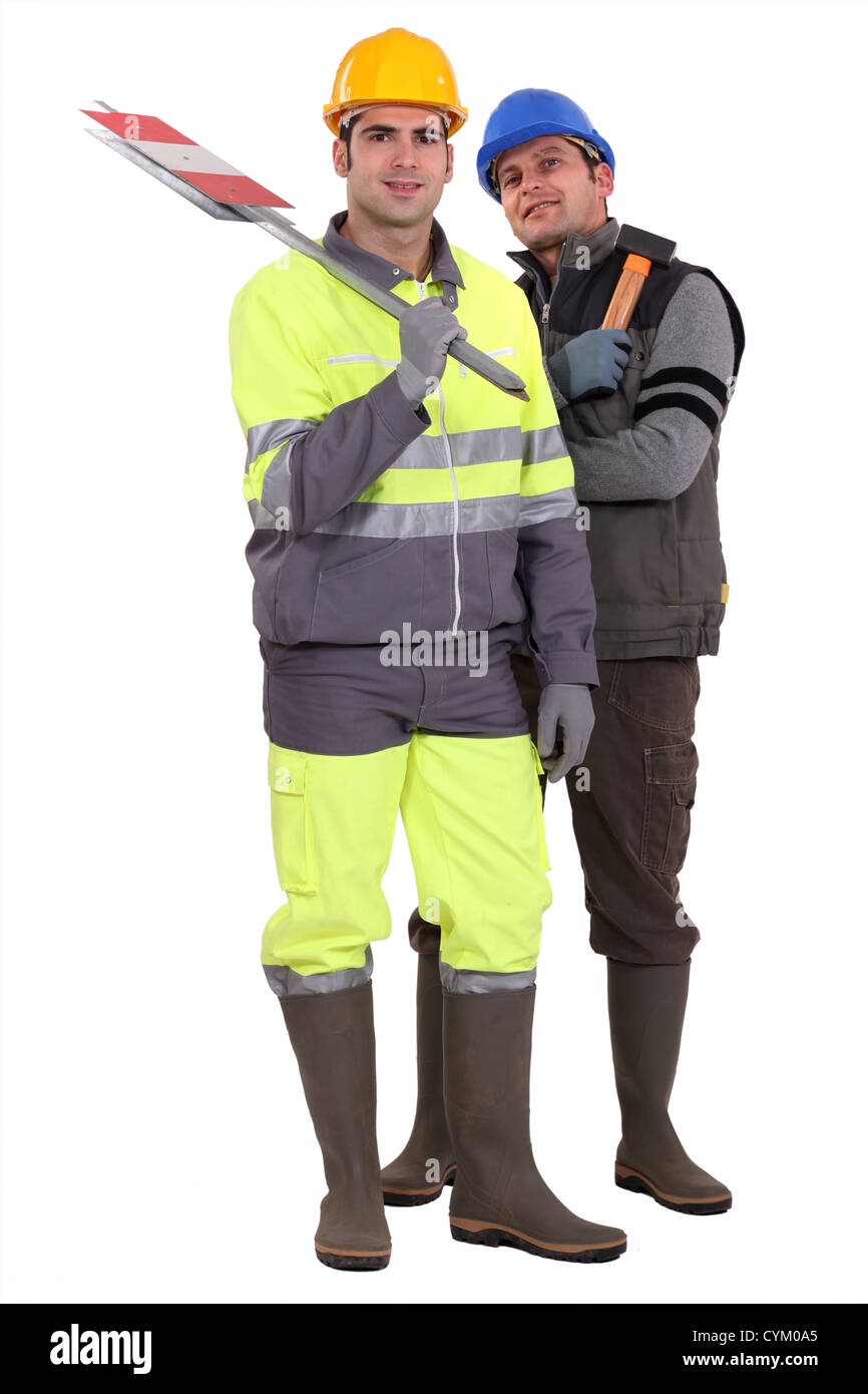 Two road workers Stock Photo - Alamy