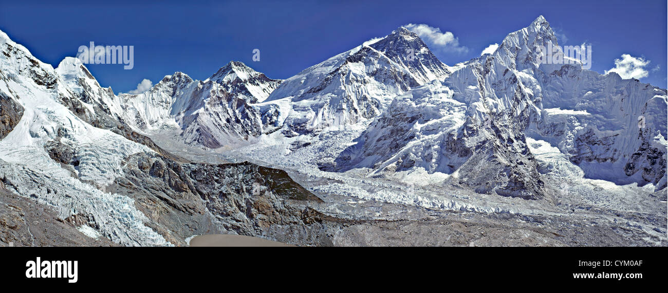 The EVEREST RANGE, including Lingtren, Changtse, Everest and Nuptse ...