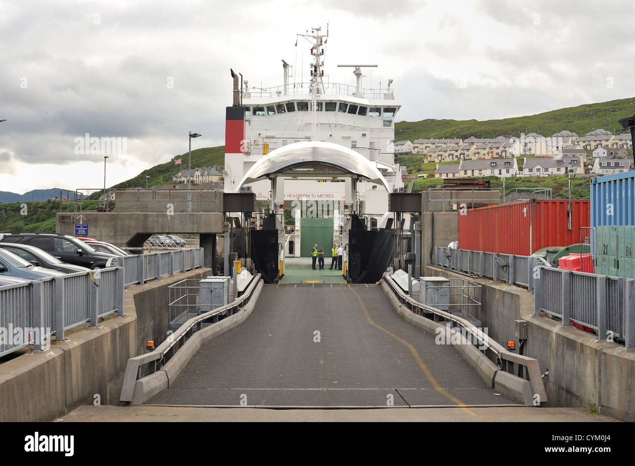 Car passenger ferry bow doors open waiting to load cars Stock Photo - Alamy