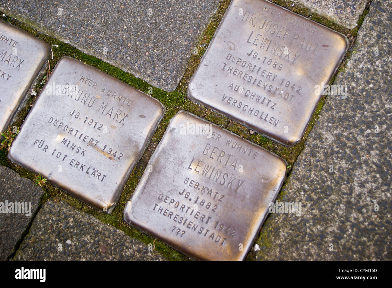 Stolpersteine, "stumbling blocks" memorials to Lewinsky and Marx ...