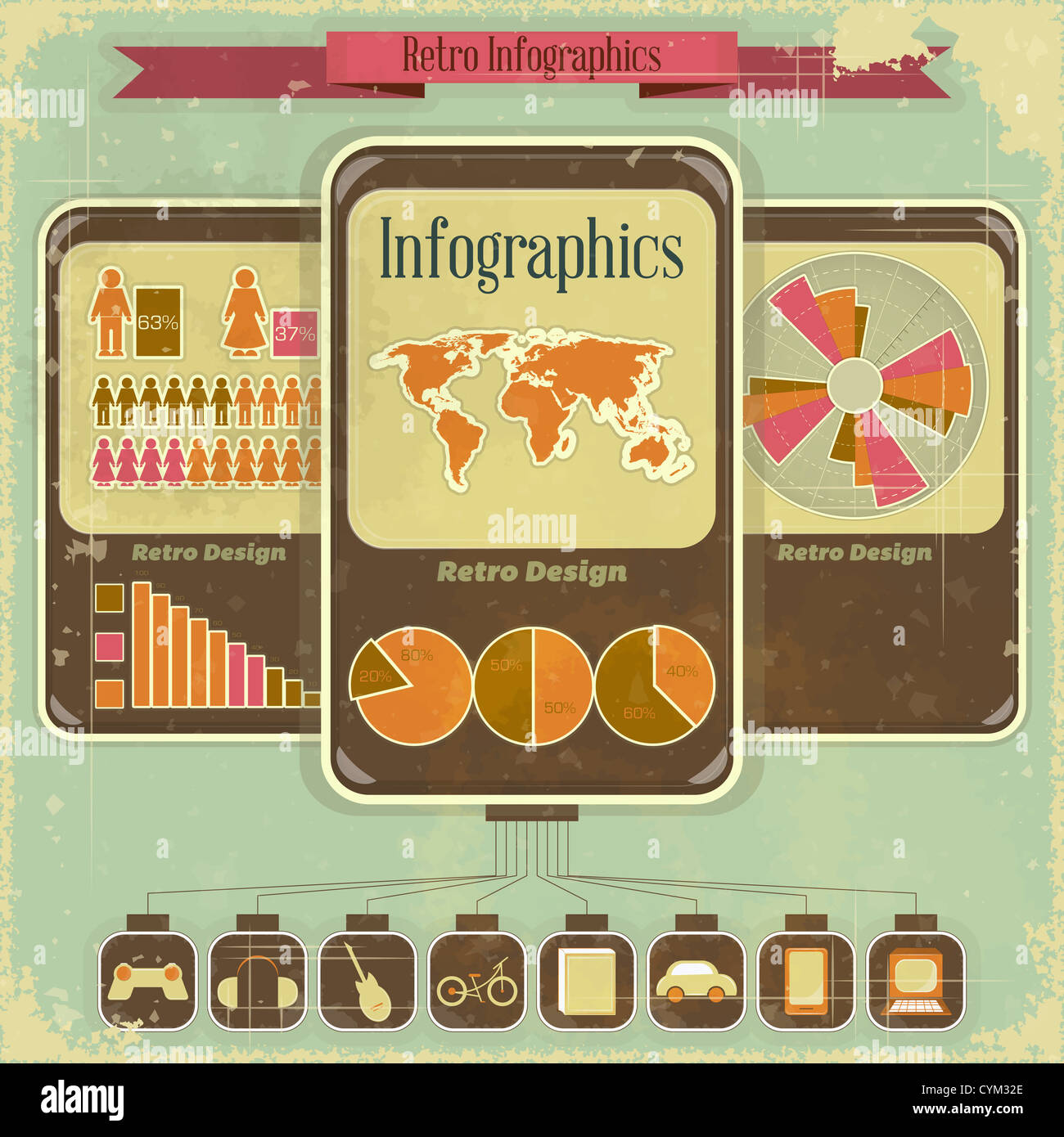Retro Infographic Design Stock Photo - Alamy