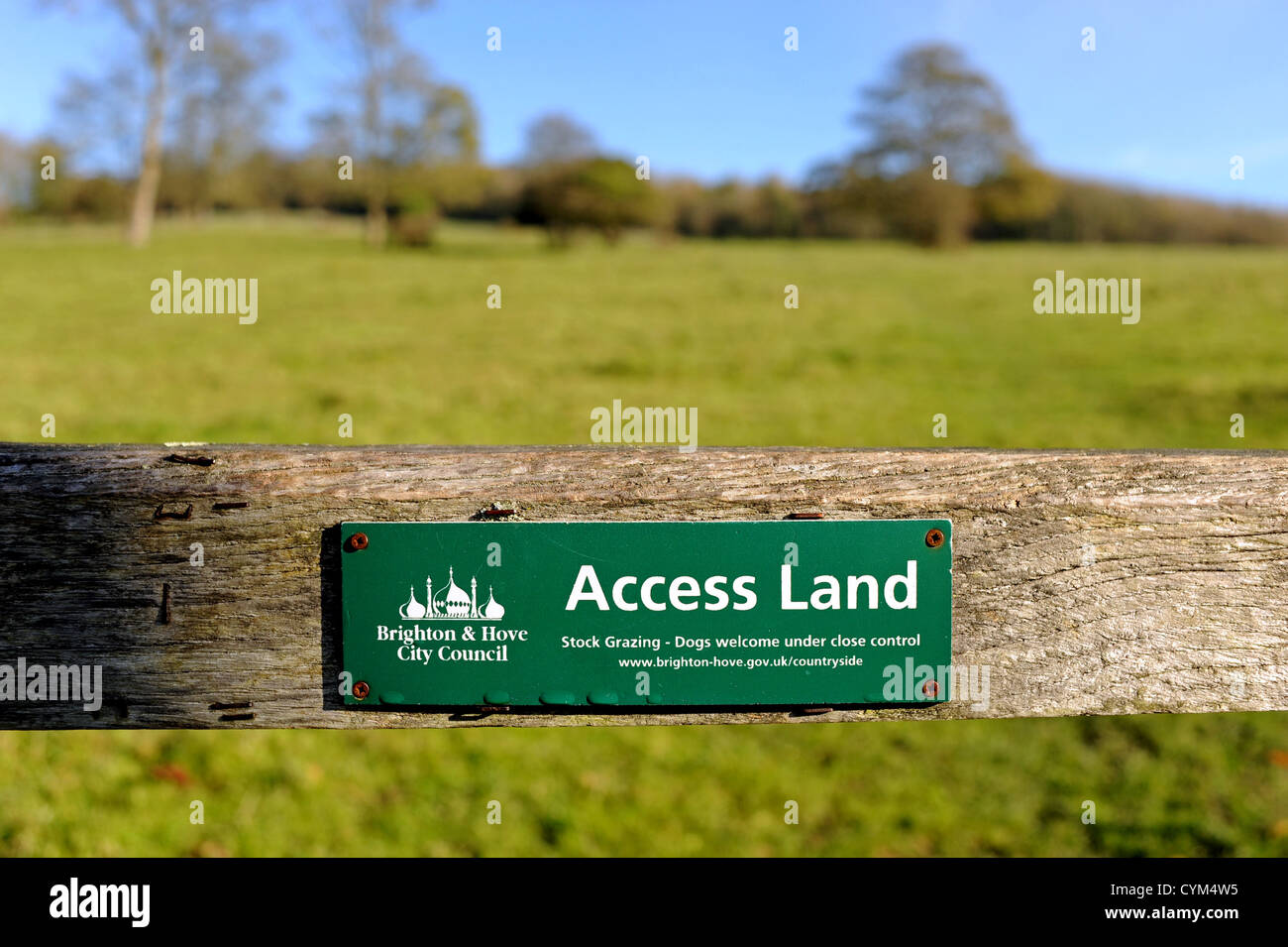 Access land sign in Stanmer Park Brighton Sussex UK Stock Photo - Alamy