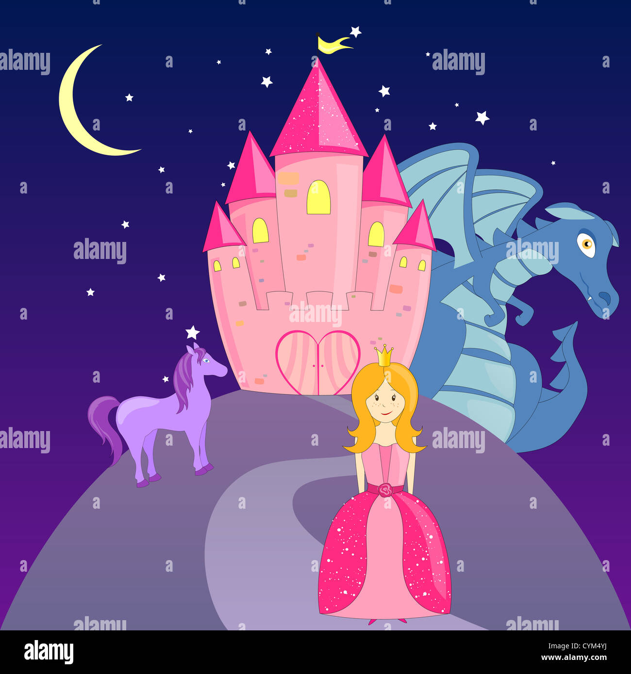 Cartoon castle dragon hi-res stock photography and images - Alamy