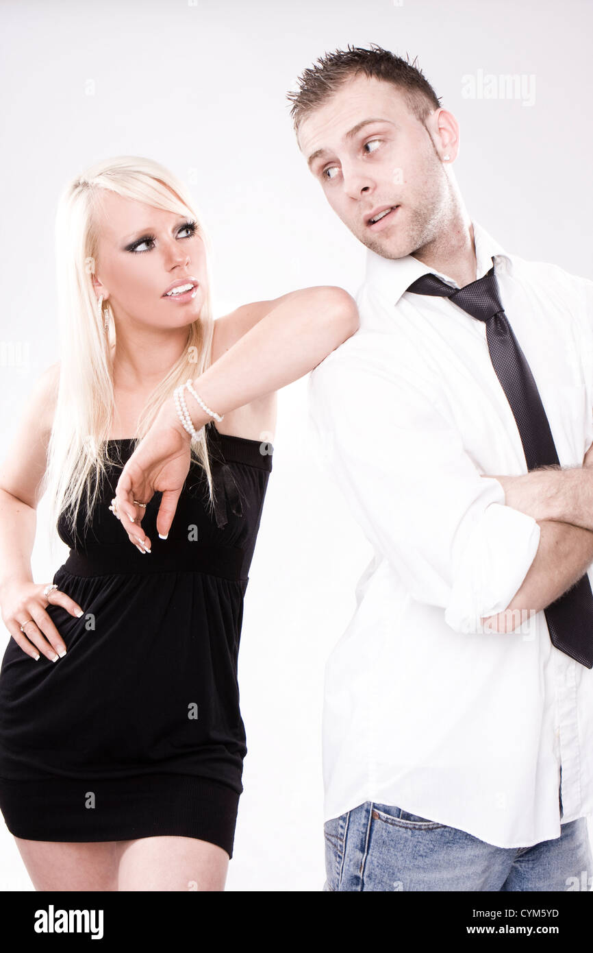 romantic couple on white background Stock Photo - Alamy