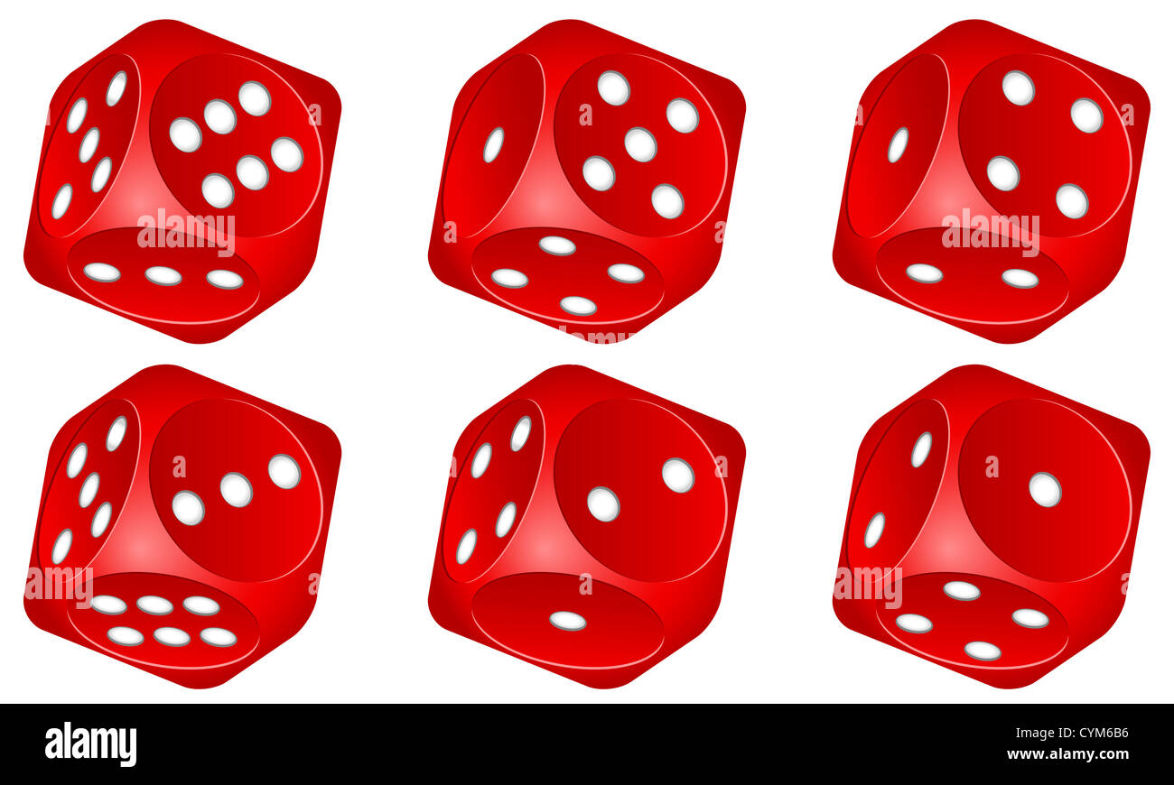 Red dice set on white background. Vector illustration Stock Photo - Alamy