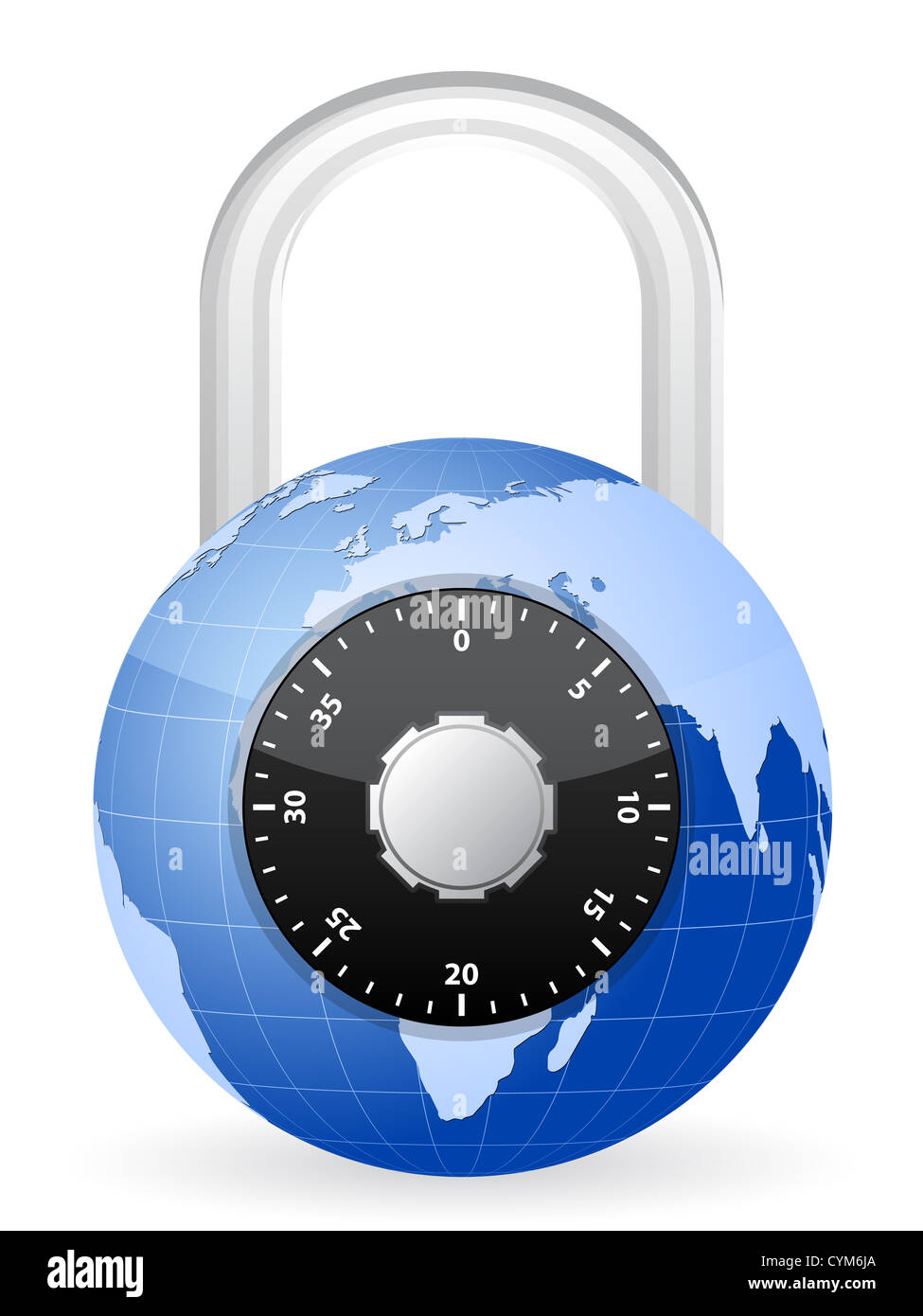 World globe code padlock isolated on a white background. Vector ...