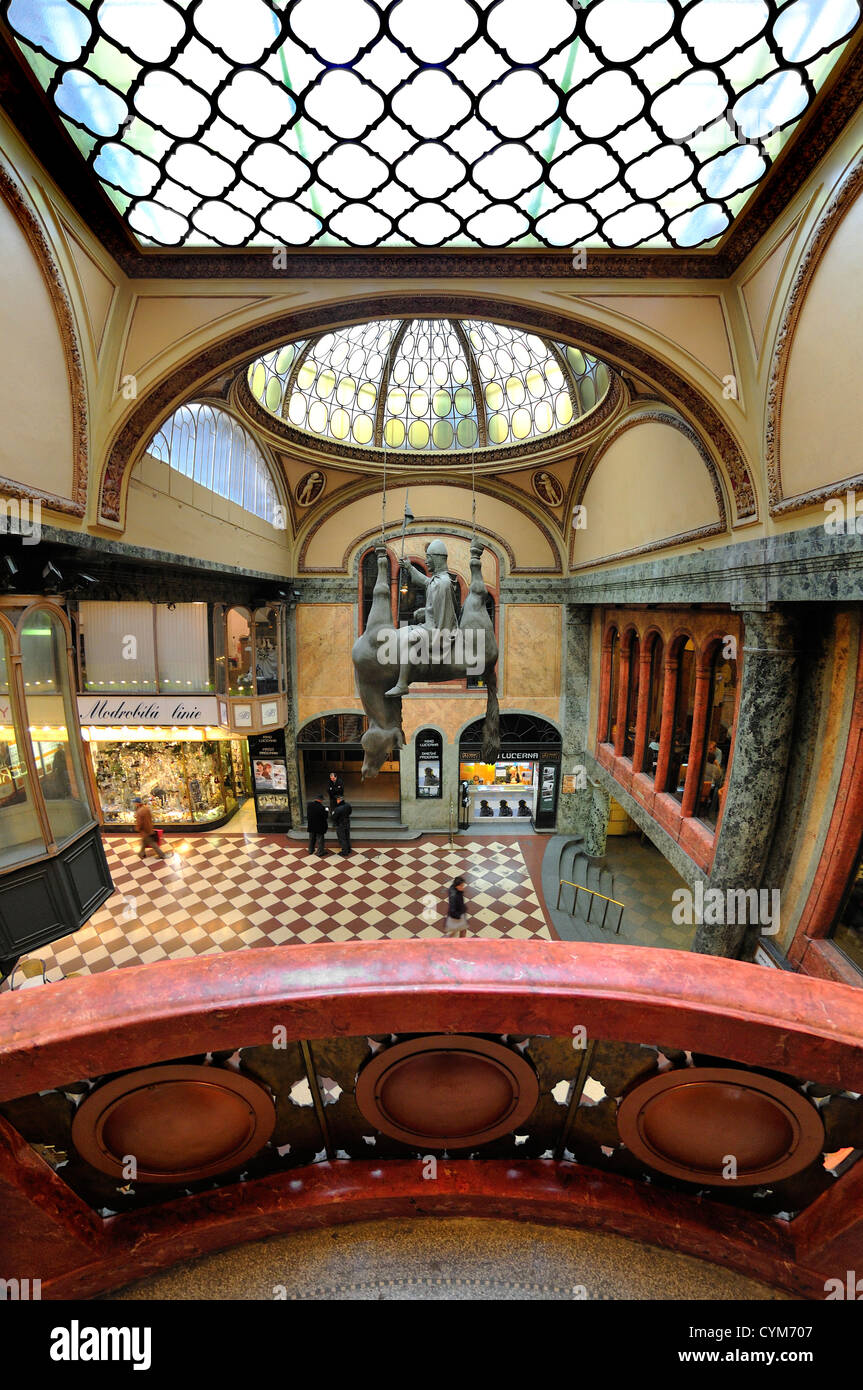 Prague, Czech Republic. Lucerna Palace. Shopping arcade; parody of the ...