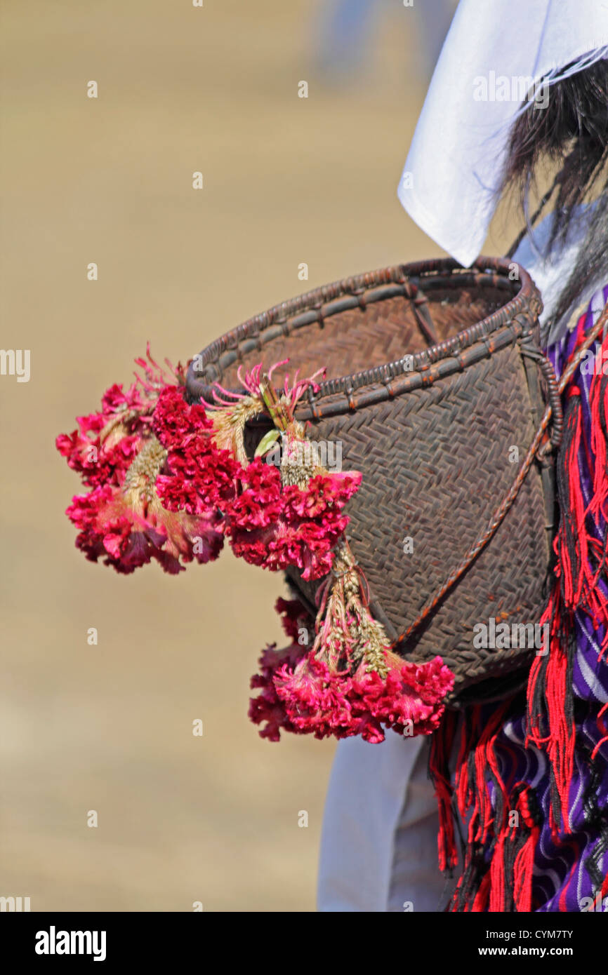 Tangsa Girls with flowers in a baket, Pangwa Tribel at Namdapha Eco ...