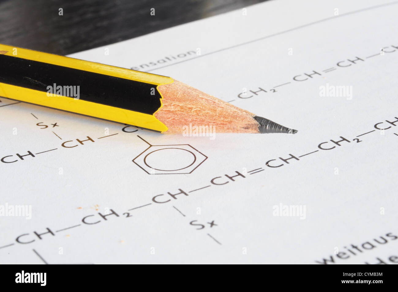 chemical or chemistry education with pen formula book and paper Stock ...