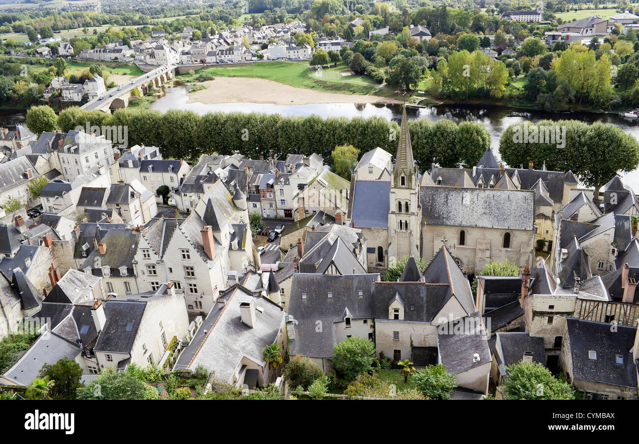 Panorama top view of the old French public domain country town near the ...