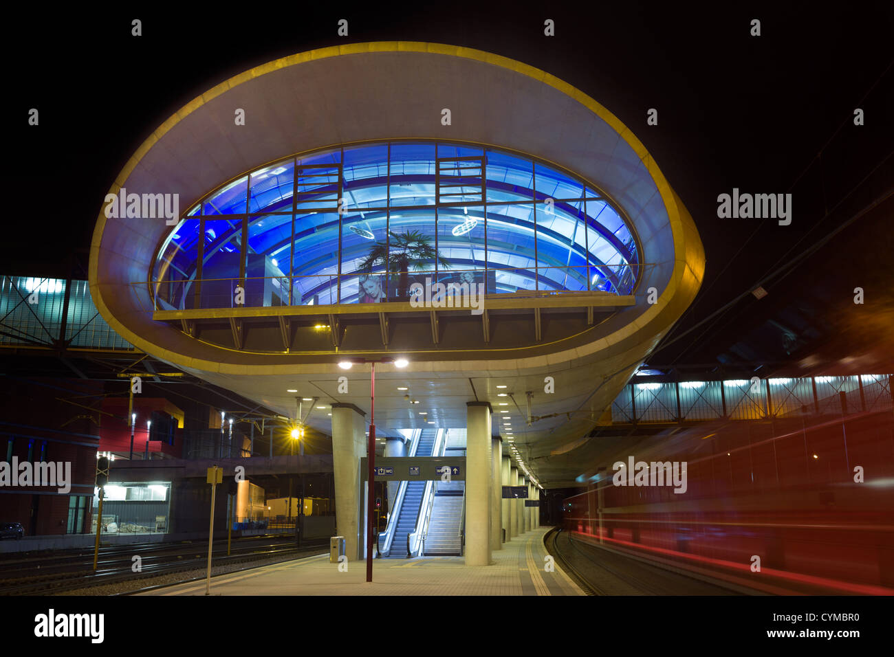 Railway station Gare Belval Université university at night Stock Photo ...
