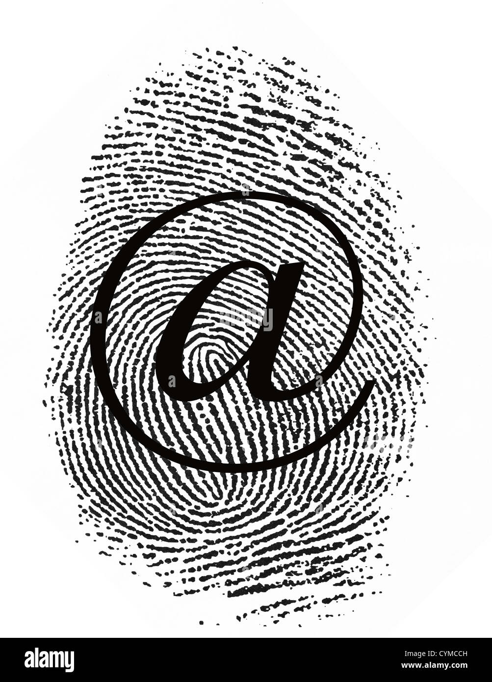 finger print and at-sign symbol Stock Photo - Alamy