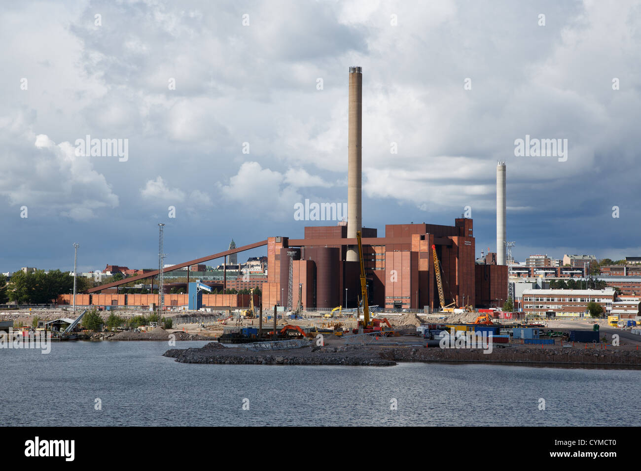 Hanasaari coal power plant near the Kalasatama office and residential ...