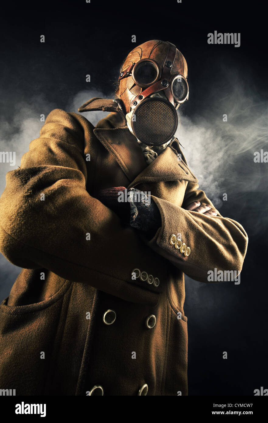 grunge portrait man in gas mask Stock Photo - Alamy