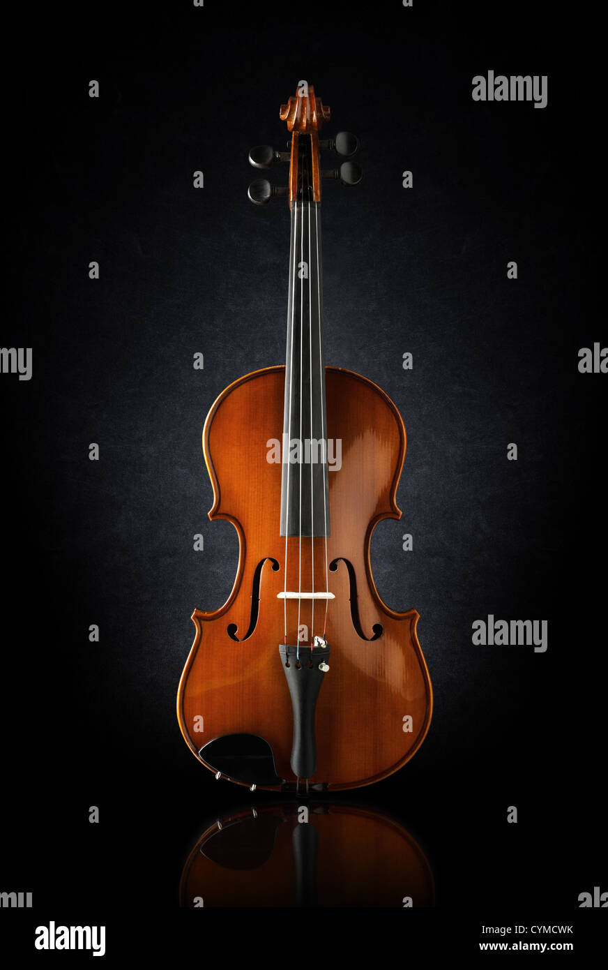 front view shot of a violin on black background Stock Photo - Alamy