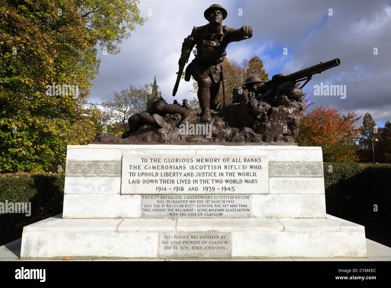 Detail of the Category B Listed bronze Cameronians Scottish Rifles War ...