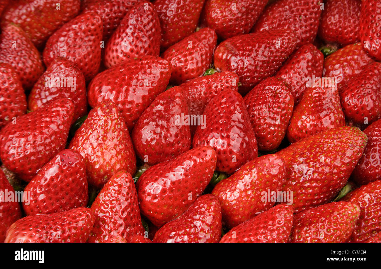 Bright Red Strawberries Filling the Entire Frame Stock Photo - Alamy